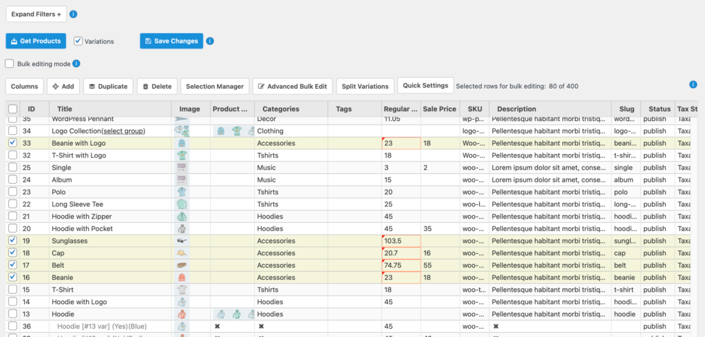 Woocommerce Advanced Bulk Edit